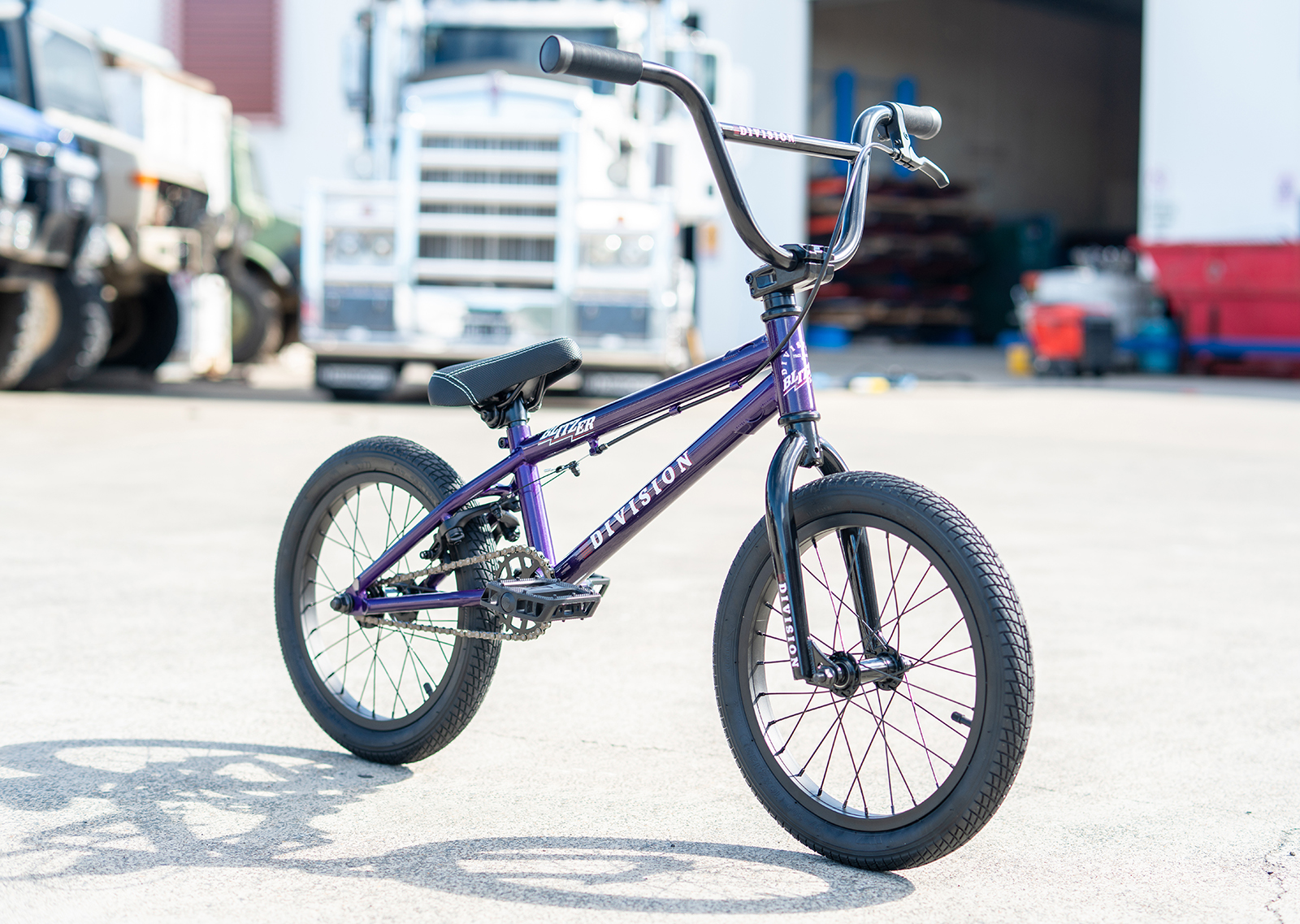 16 Inch BMX Bikes / Division Blitzer Bike / Black & Purple Available